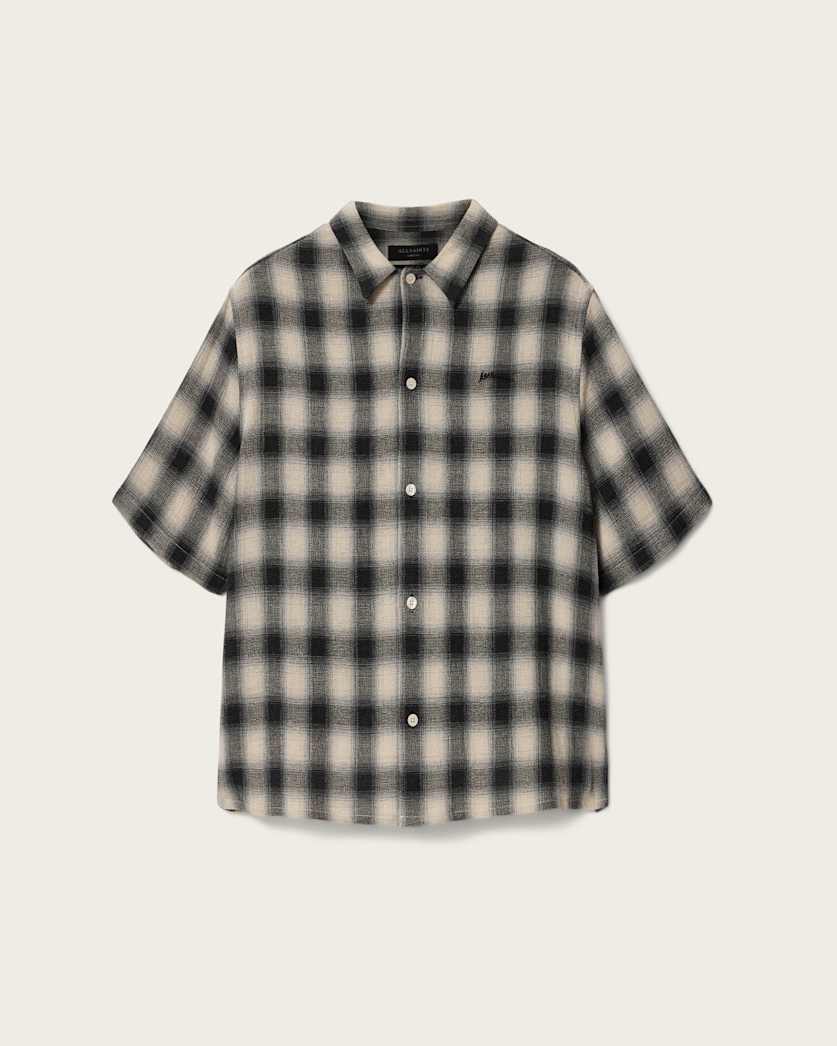 Shadow Short Sleeve Boxy Check Shirt Off White | ALLSAINTS Canada